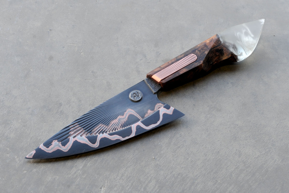 Copper and Damascus GoMai Valkyrie Chef's Knife – Nordquist Designs Inc.