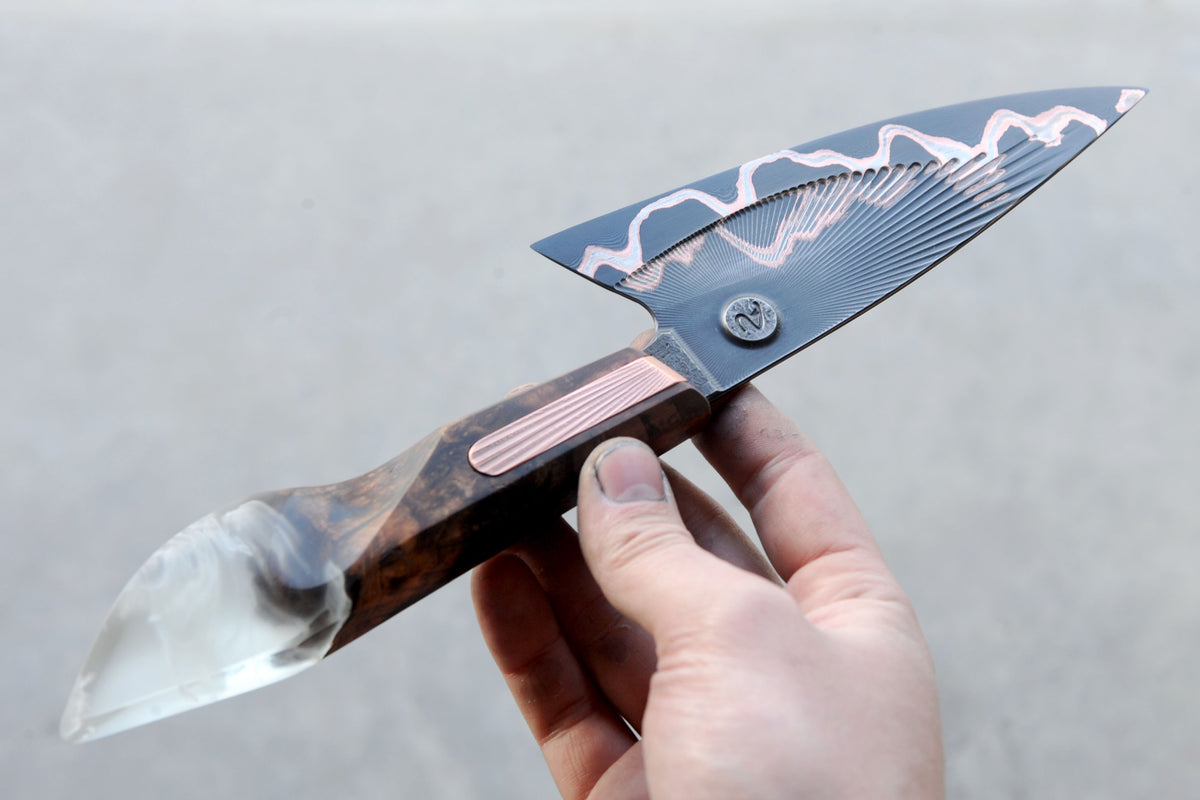 Copper and Damascus GoMai Valkyrie Chef's Knife – Nordquist Designs Inc.