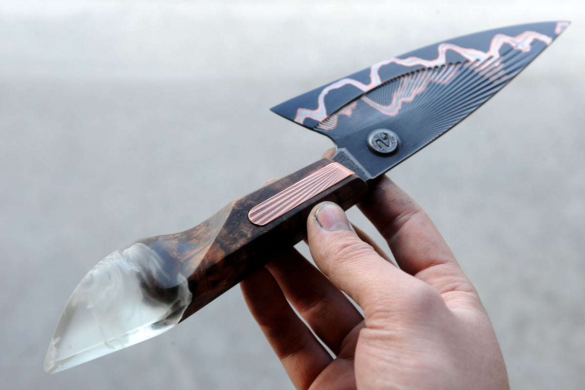 Copper and Damascus GoMai Valkyrie Chef's Knife – Nordquist Designs Inc.